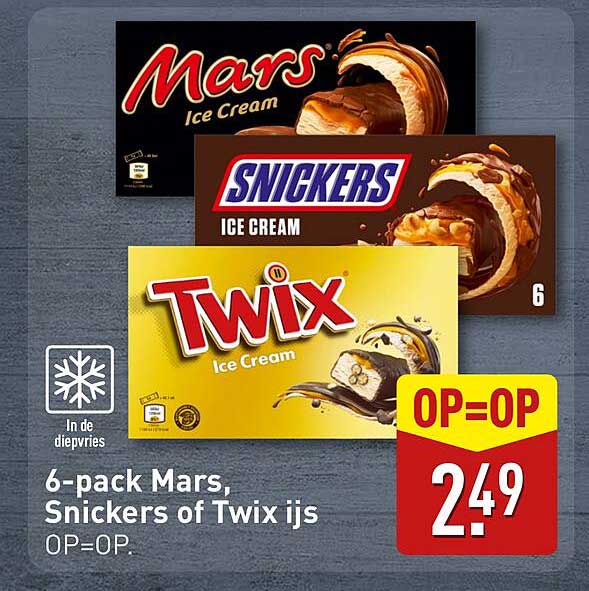 6-Pack Mars, Snickers Of Twix Ijs Aanbieding bij ALDI - FolderFeest.nl