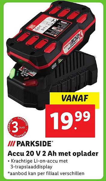 Accu 20 V 2 Ah Met Oplader Aanbieding bij Lidl - FolderFeest.nl