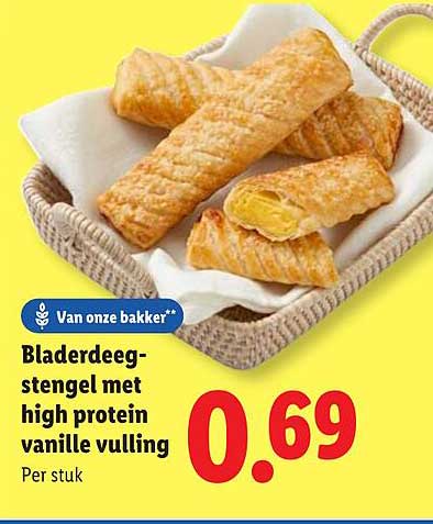 Bladerdeeg-Stengel Met High Protein Vanille Vulling Aanbieding bij Lidl ...