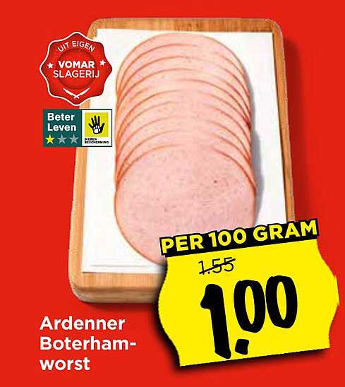 Ardenner Boterhamworst aanbieding bij Vomar