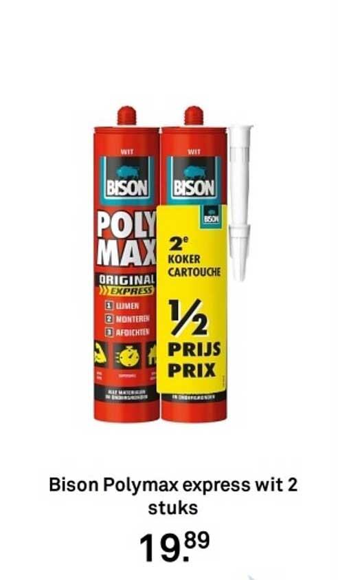 Bison Polymax Express Wit 2 Stuks aanbieding bij Karwei