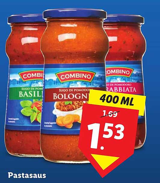 Combino Sugo Di Pomodoro Basilicum, Bolognese, Arrabbiata aanbieding ...