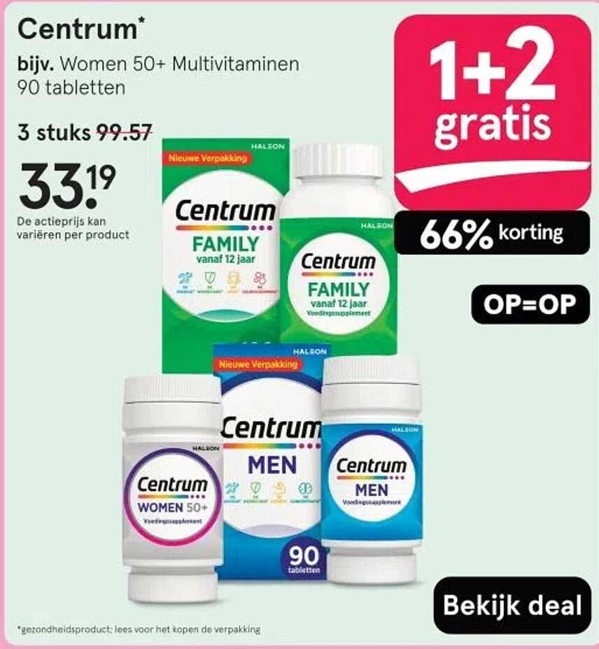 Centrum* Bijv. Women 50+ Multivitaminen 90 Tabletten Aanbieding bij ...