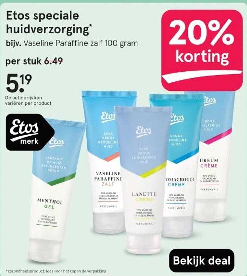 Etos Speciale Huidverzorging* Bijv. Vaseline Paraffine Zalf 100 Gram ...