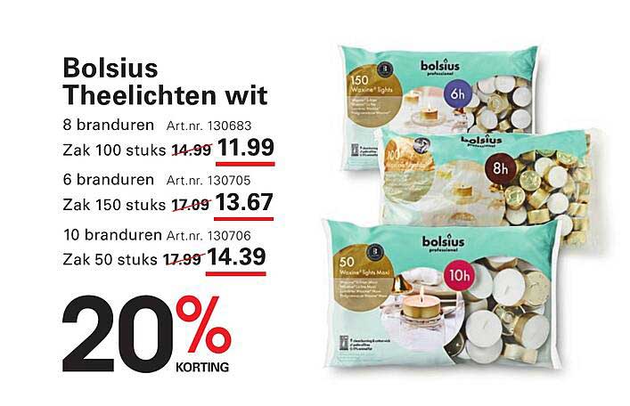 Bolsius Theelichten Wit Aanbieding bij Sligro - FolderFeest.nl