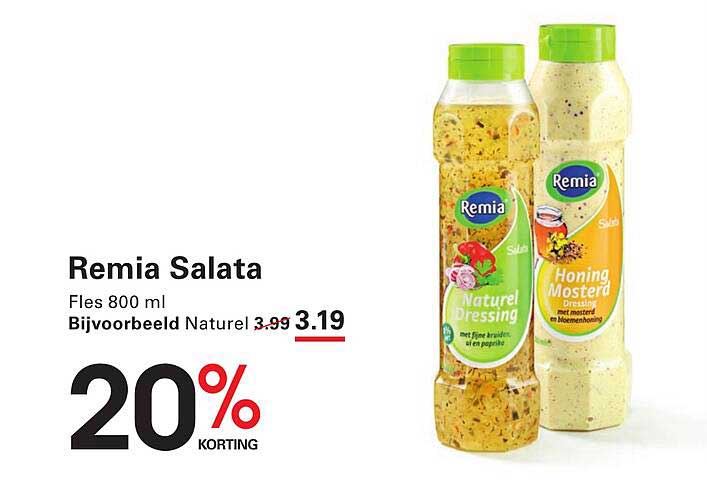 Remia Salata Fles 800 Ml Bijvoorbeeld Natuur Aanbieding bij Sligro ...