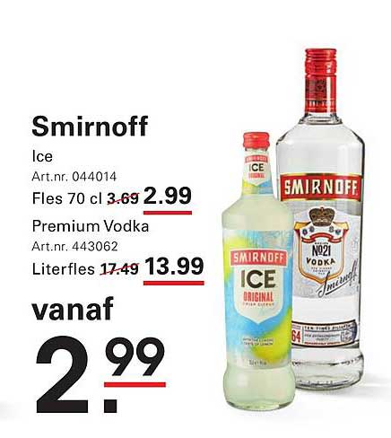 Smirnoff Ice Original Of Raspberry. Fles 70 Cl. Aanbieding bij Dirk ...