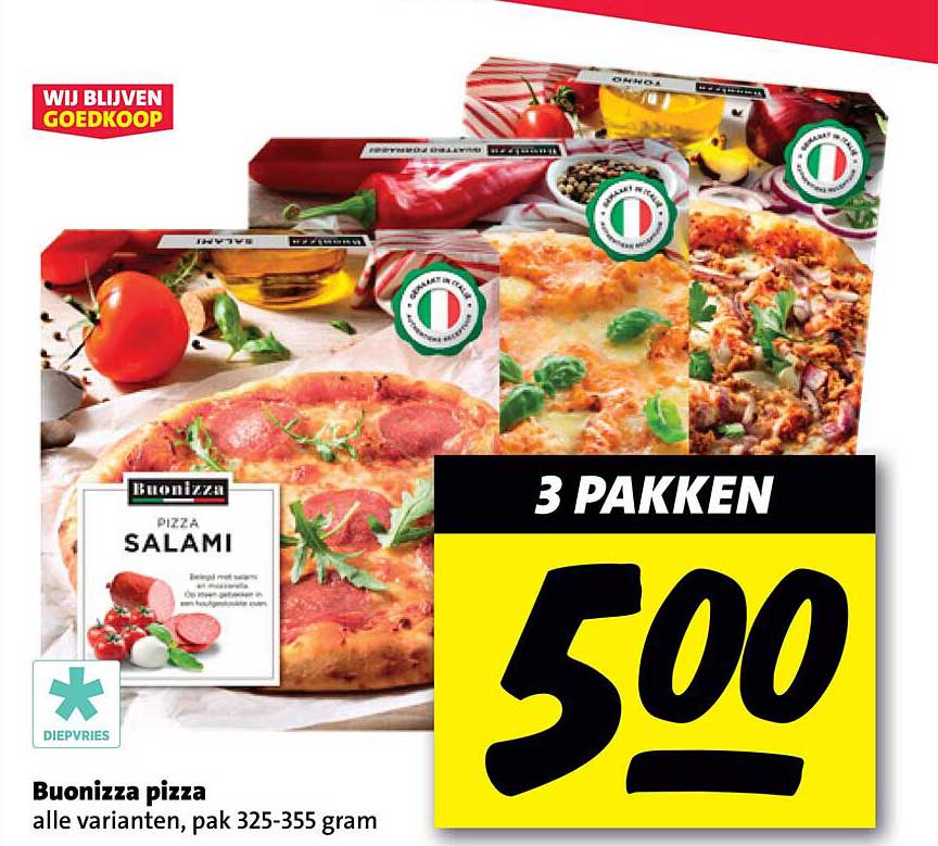 Buonizza Pizza Alle Varianten, Pak 325-355 Gram Aanbieding bij ...