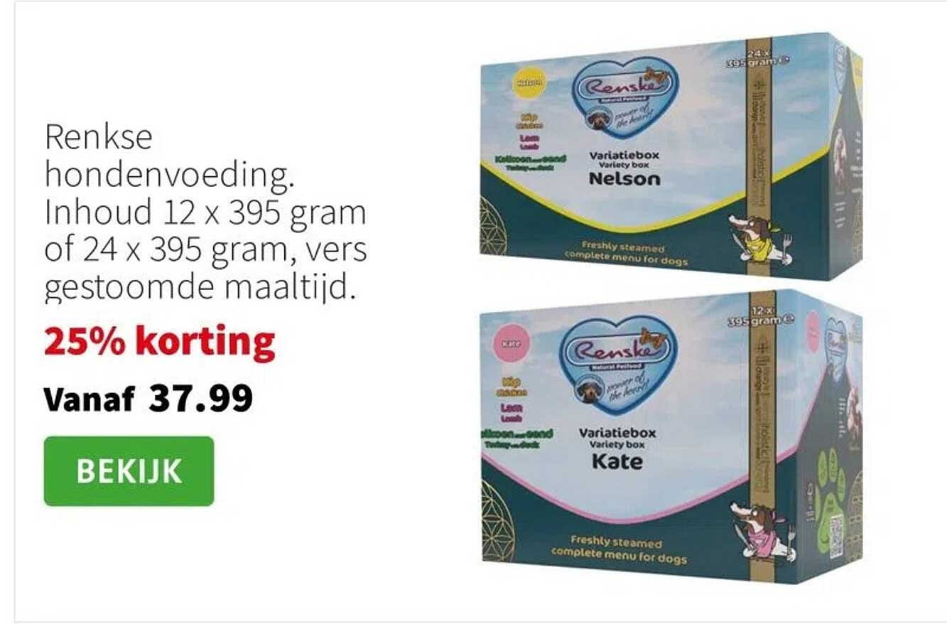 Renske Hondenvoeding. Inhoud 12 X 395 Gram Of 24 X 395 Gram, Vers ...