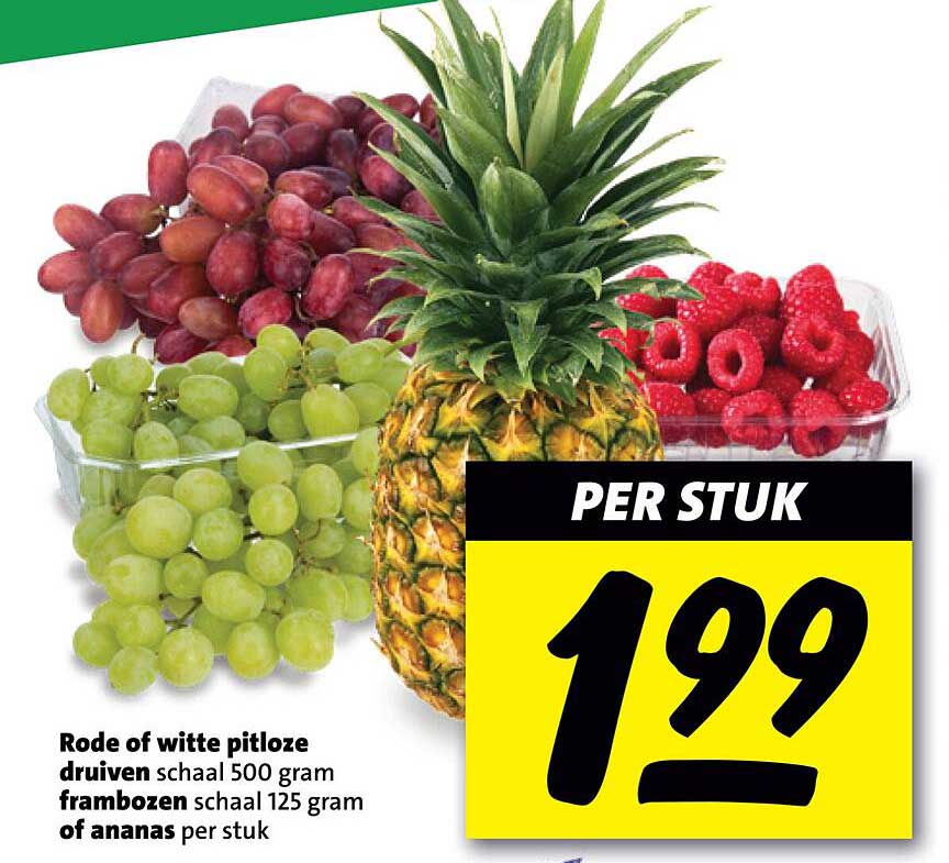 Rode Of Witte Pitloze Druiven Schaal 500 Gram Frambozen Schaal 125 Gram ...