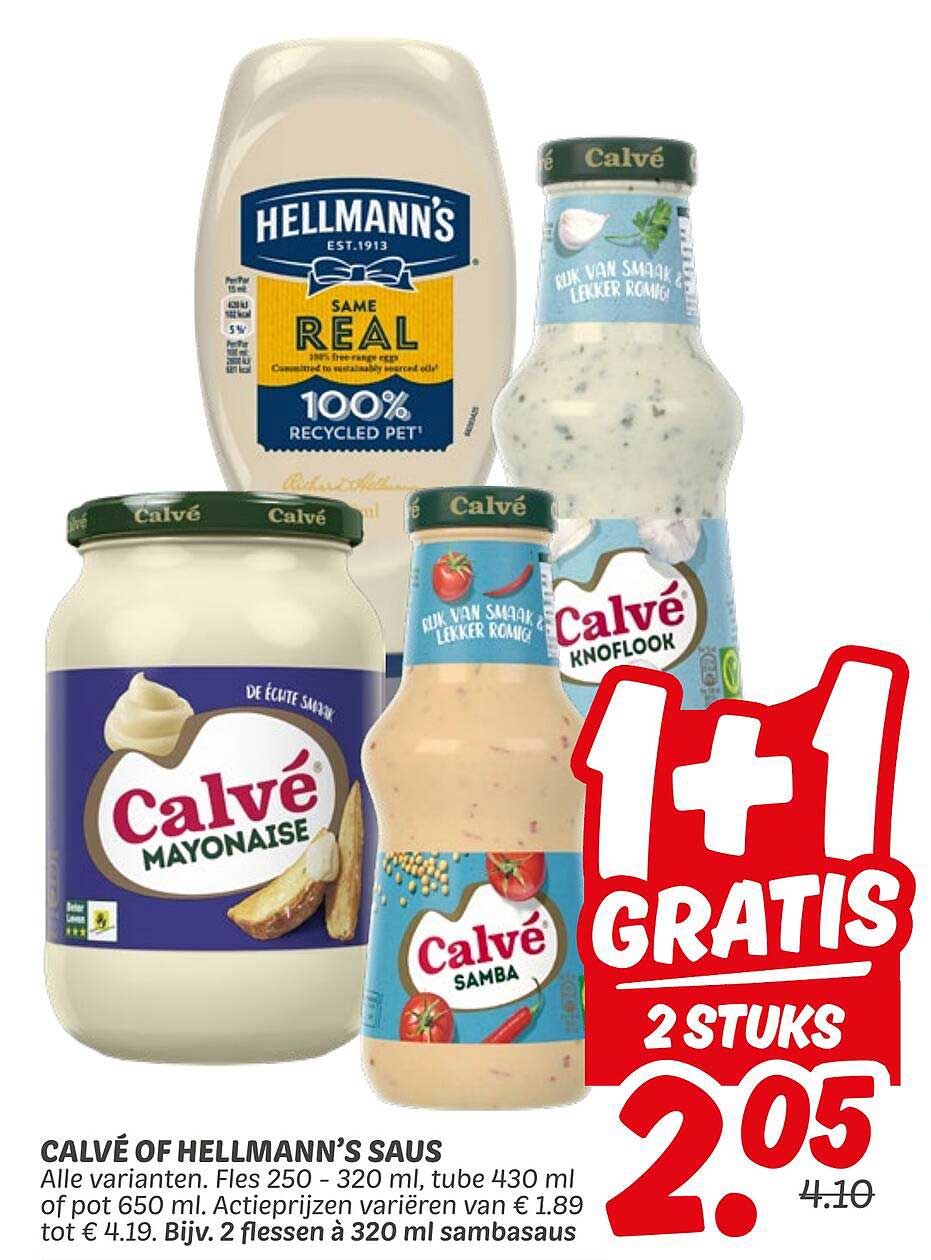 Calvé Of Hellmann’s Saus Aanbieding bij Dekamarkt - FolderFeest.nl