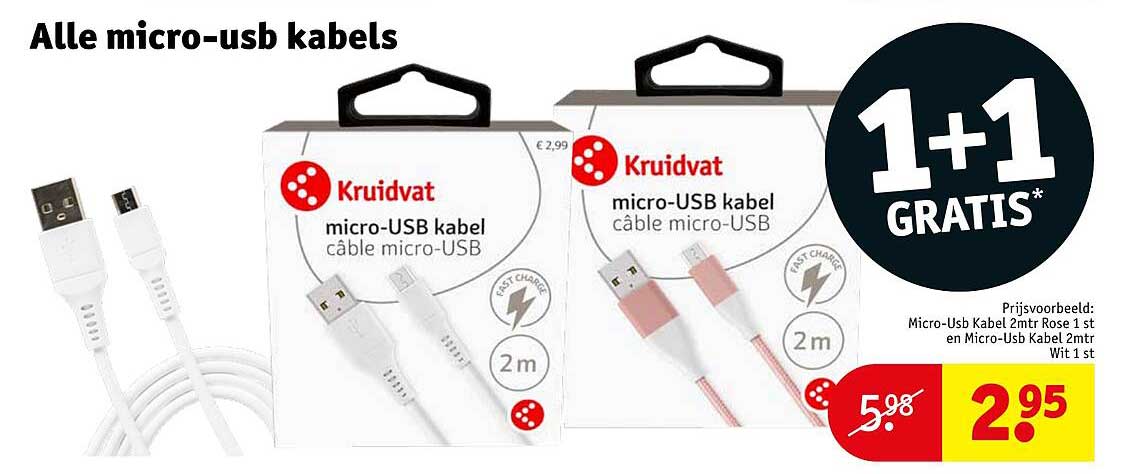 Alle Micro-Usb Kabels Aanbieding bij Kruidvat - FolderFeest.nl