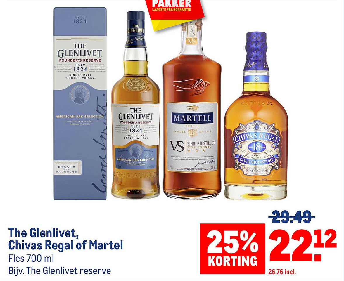 The Glenlivet, Chivas Regal Of Martel aanbieding bij Makro