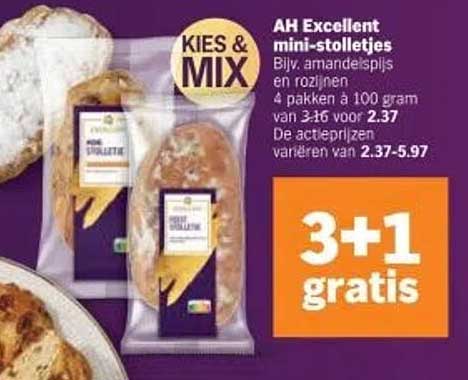 Ah Excellent Mini-Stolletjes Aanbieding bij Albert Heijn - FolderFeest.nl