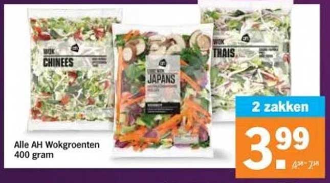 Alle Ah Wokgroenten 400 Gram Aanbieding bij Albert Heijn - FolderFeest.nl