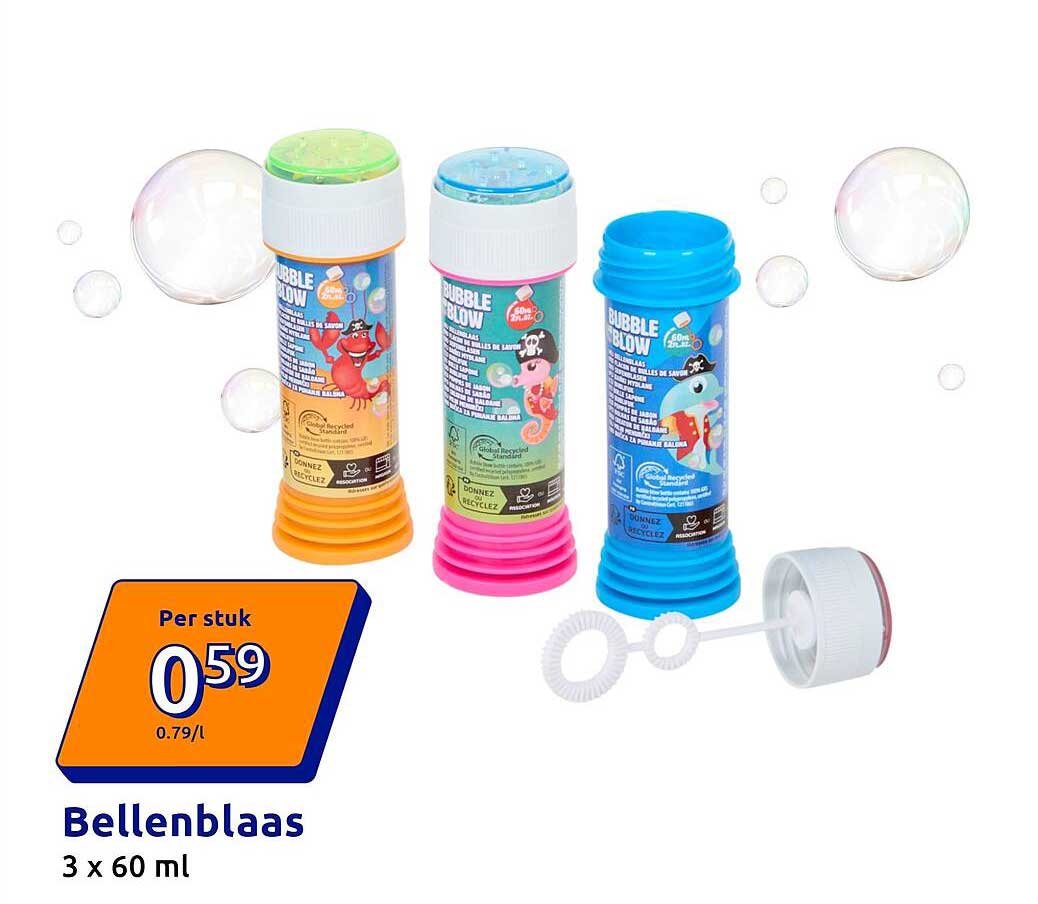 Bellenblaas 3 X 60 Ml Aanbieding bij Action - FolderFeest.nl