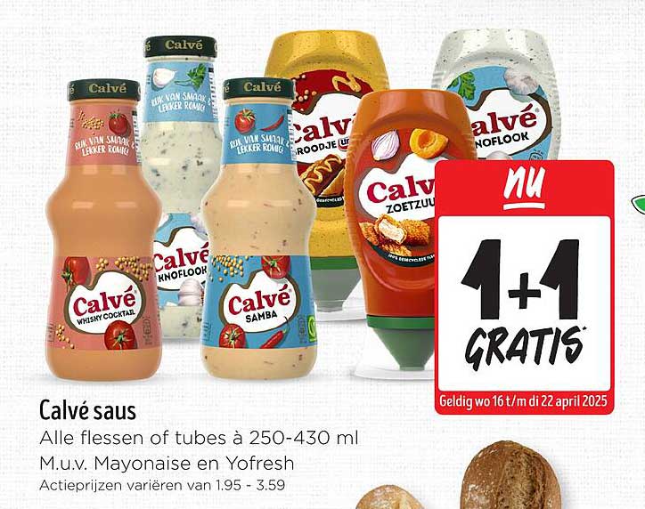 Calvé Sauzen 1+1 Gratis aanbieding bij Jumbo