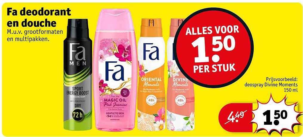 Fa Deodorant En Douche aanbieding bij Kruidvat