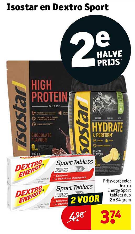 Isostar En Dextro Sport - 2E Halve Prijs aanbieding bij Kruidvat