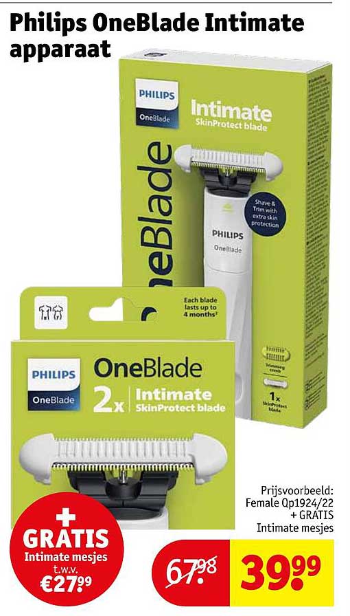 Philips Oneblade Intimate Apparaat Aanbieding bij Kruidvat - FolderFeest.nl
