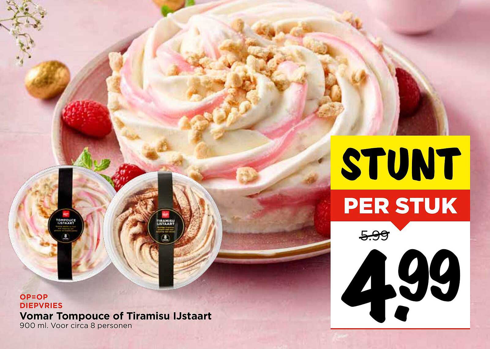 Vomar Tompouce Of Tiramisu Ijstaart 900 Ml aanbieding bij Vomar