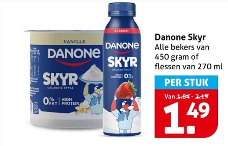 Danone Skyr: Alle Bekers Van 450 Gram Of Flessen Van 270 Ml Aanbieding ...
