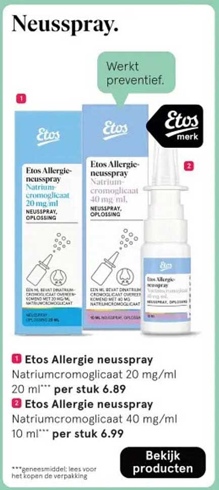 Etos Allergie Neusspray Natriumcromoglycaat 20 Mg/Ml 20 Ml Per Stuk ...