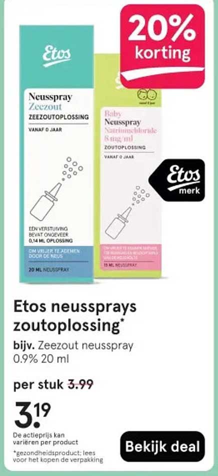 Etos Neussprays Zoutoplossing* Aanbieding bij Etos - FolderFeest.nl