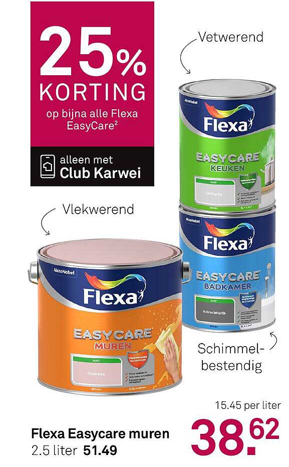 Flexa Easycare Muren Aanbieding bij Karwei - FolderFeest.nl