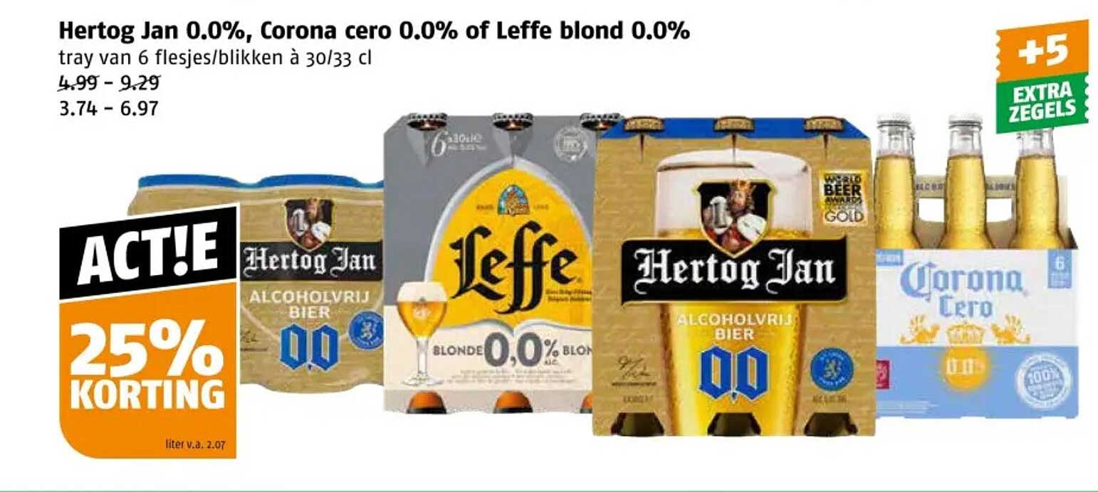 Hertog Jan 0.0%, Corona Cero 0.0% Of Leffe Blond 0.0% Aanbieding bij ...