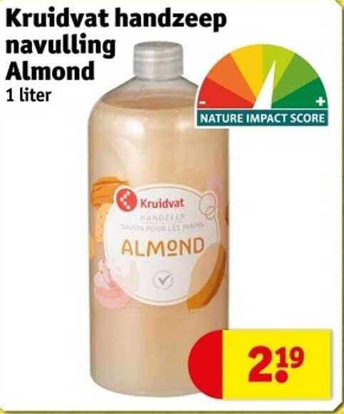 Kruidvat Handzeep Navulling Almond Aanbieding bij Kruidvat - FolderFeest.nl