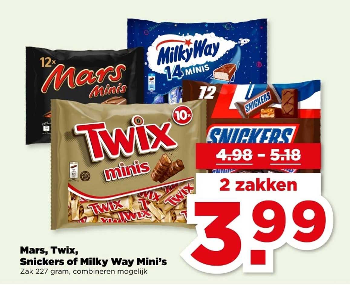 Mars, Twix, Snickers Of Milky Way Mini's Aanbieding bij PLUS ...
