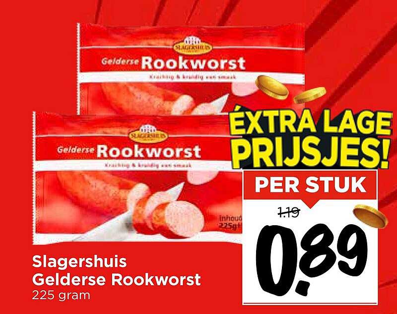 Slagershuis Gelderse Rookworst aanbieding bij Vomar