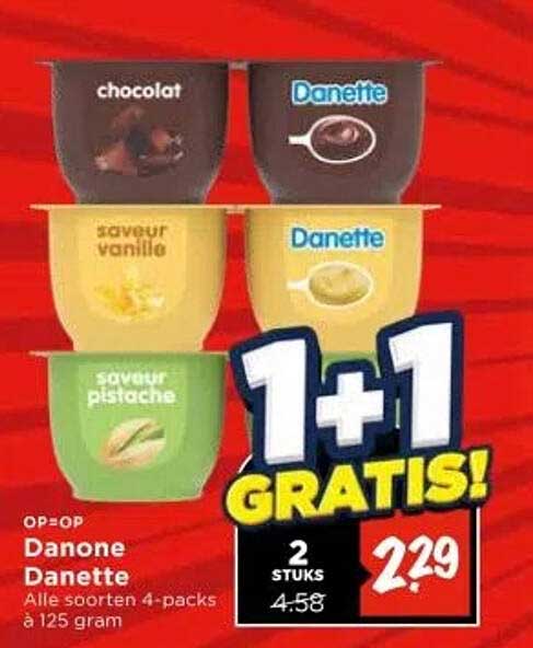 Danone Danette: 1+1 Gratis! Aanbieding bij Vomar - FolderFeest.nl