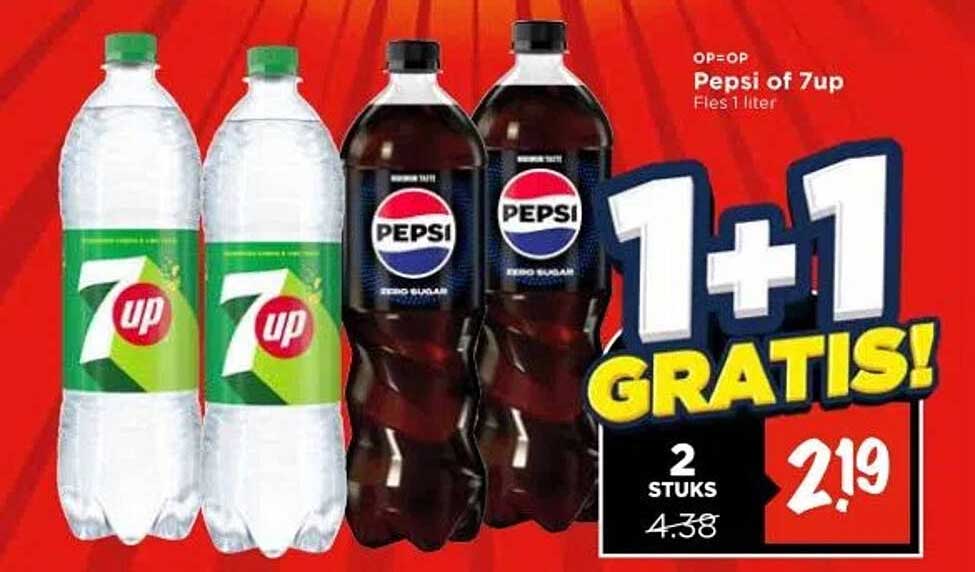 Pepsi Of 7Up Fles 1 Liter Aanbieding bij Vomar - FolderFeest.nl