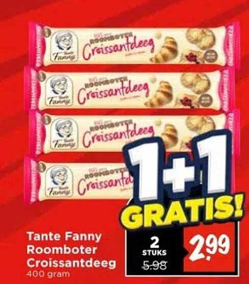 Tante Fanny Roomboter Croissantdeeg Aanbieding bij Vomar - FolderFeest.nl