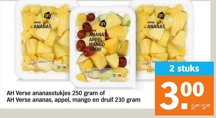 Ah Verse Ananasstukjes Of Ah Verse Ananas, Appel, Mango En Druif ...