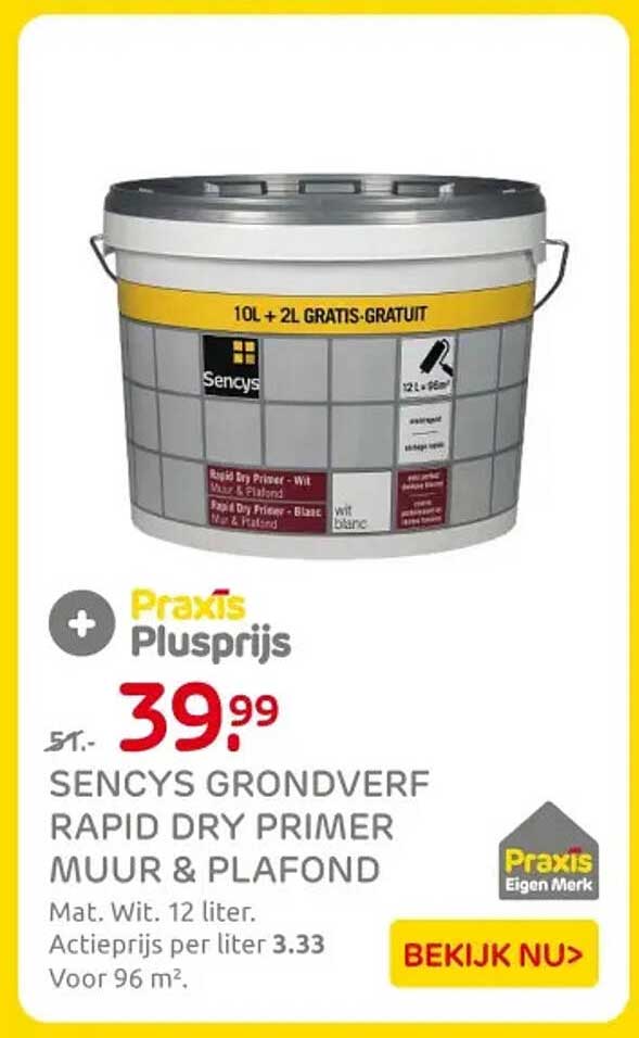 Sencys Grondverf Rapid Dry Primer Muur & Plafond Aanbieding bij Praxis ...