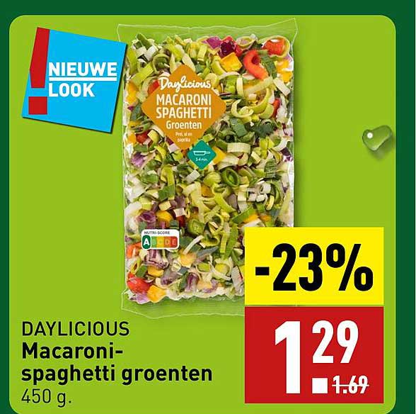 Daylicious Macaroni-Spaghetti Groenten Aanbieding bij ALDI - FolderFeest.nl
