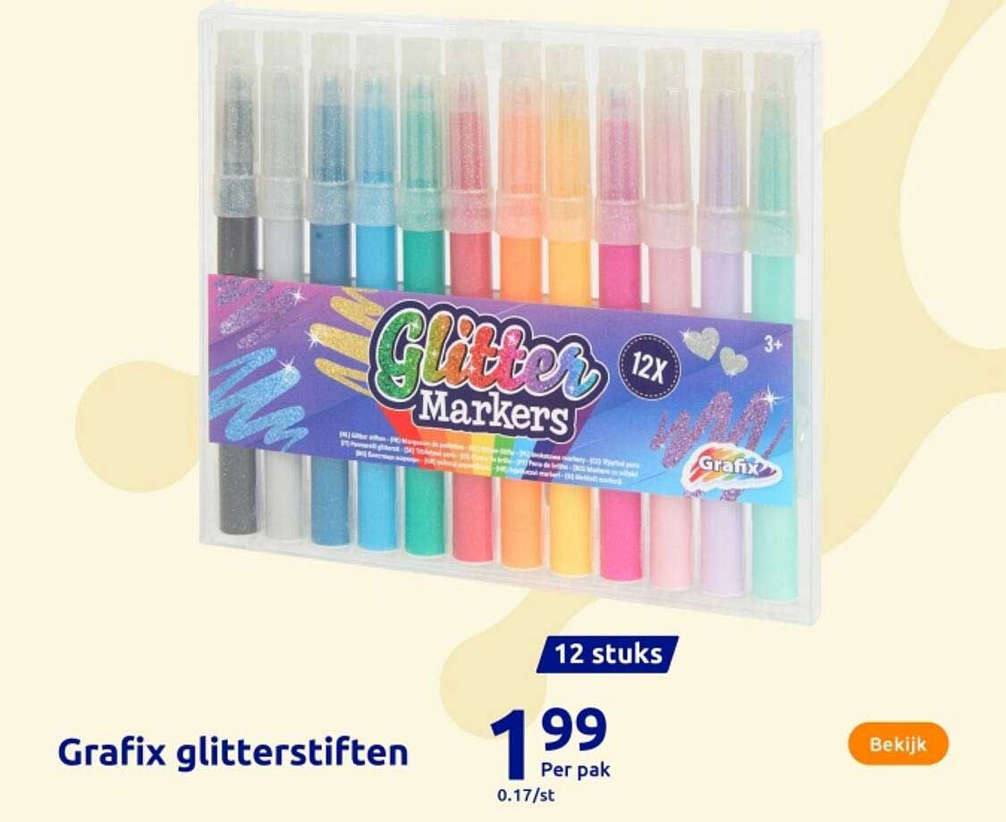 Grafix Glitterstiften Aanbieding bij Action - FolderFeest.nl