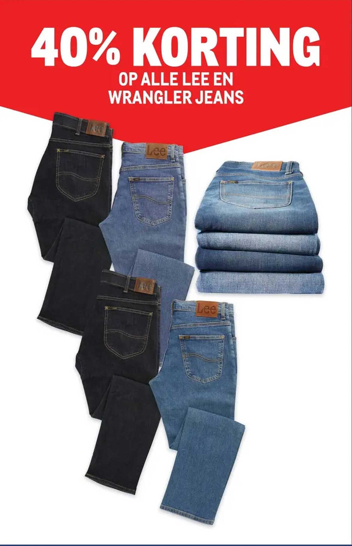40% Korting Op Alle Lee En Wrangler Jeans Aanbieding bij Makro ...