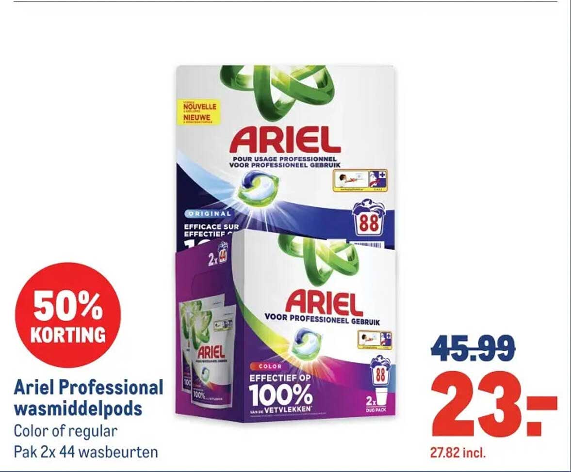 Ariel Professional Wasmiddelpods Color Of Regular Pak 2X 44 Wasbeurten ...