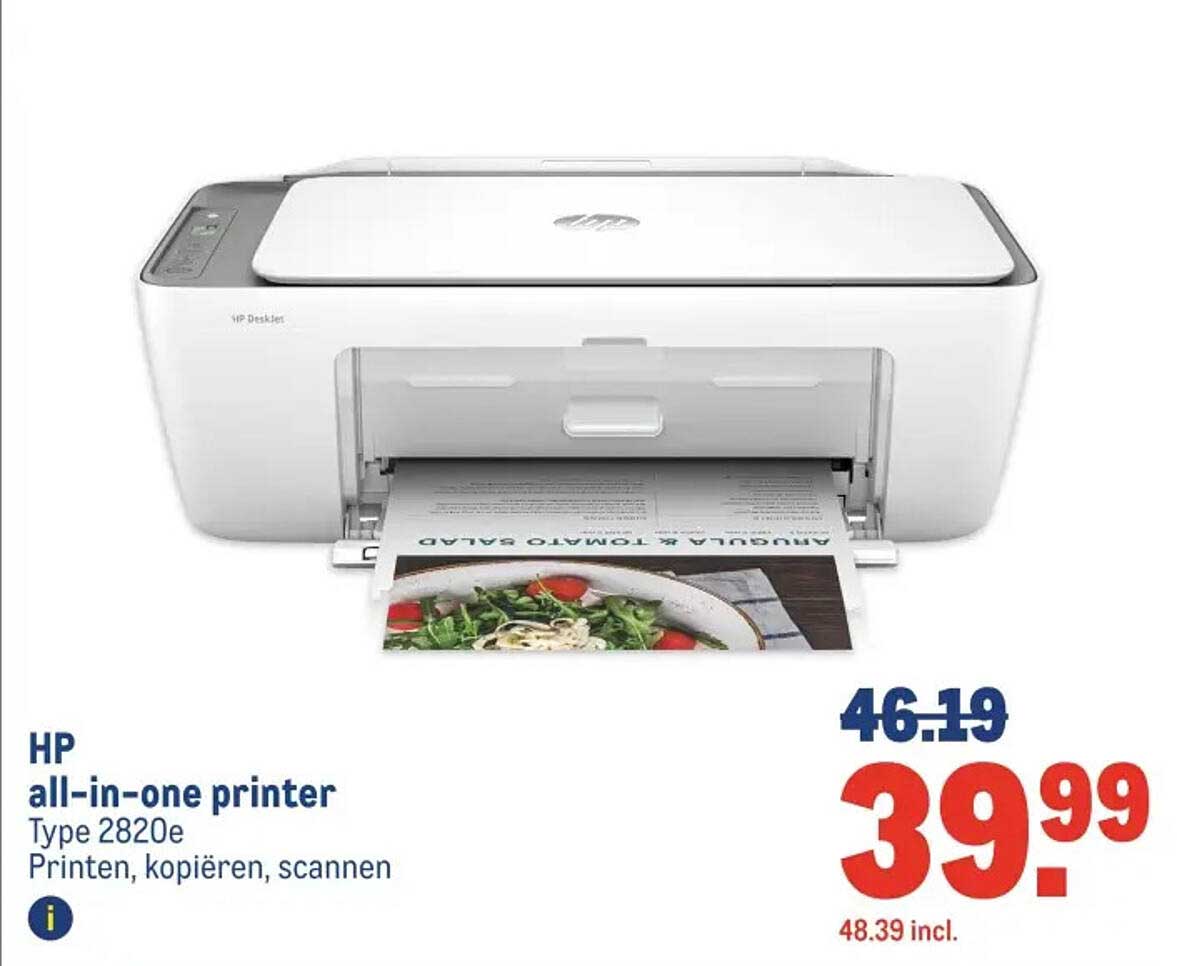 Hp All-In-One Printer Type 2820E Printen, Kopiëren, Scannen Aanbieding ...