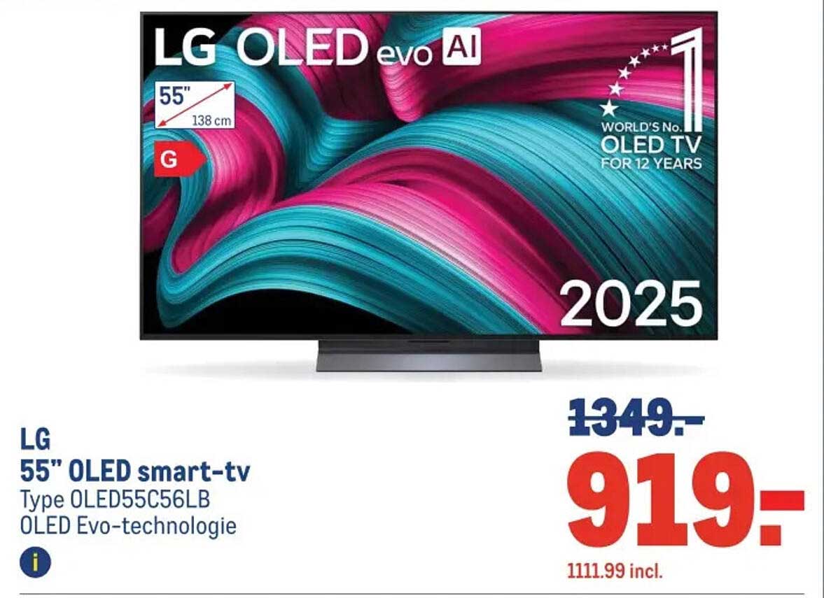 Lg 55" Oled Smart-Tv Type Oled55C56Lb Oled Evo-Technologie Aanbieding ...
