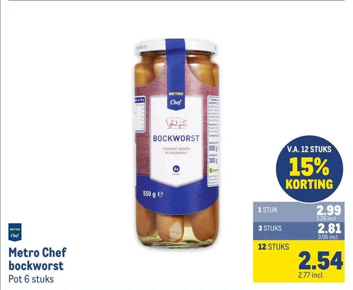 Metro Chef Bockworst Aanbieding bij Makro - FolderFeest.nl