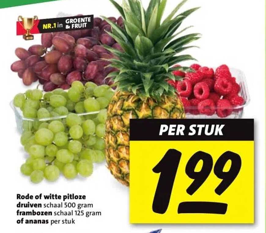 Rode Of Witte Pitloze Druiven Schaal 500 Gram Frambozen Schaal 125 Gram ...