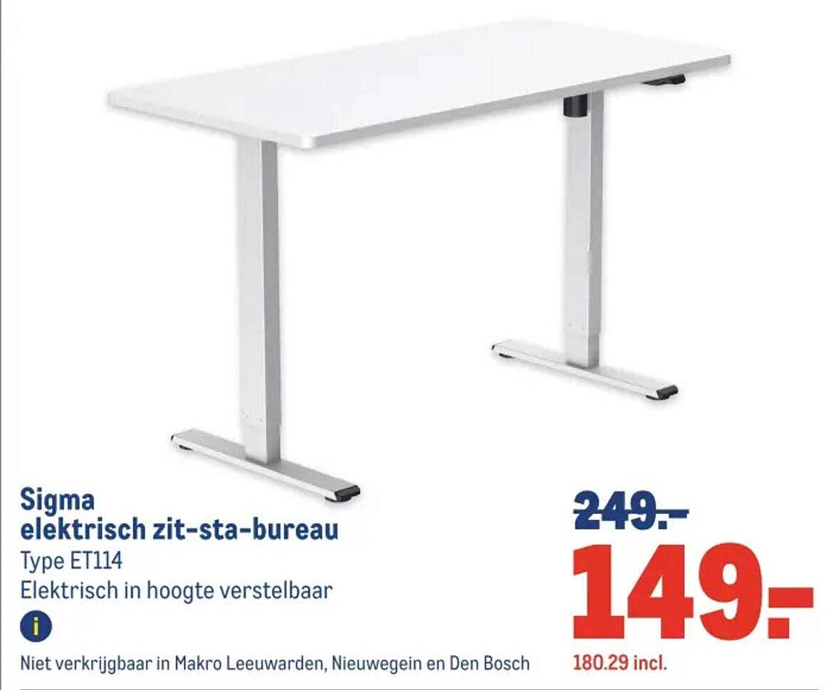 Sigma Elektrisch Zit-Sta-Bureau Type Et114 Elektrisch In Hoogte ...