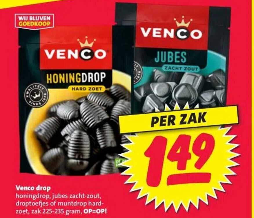Venco Drop Honingdrop, Jubes Zacht-Zout, Dropotefies Of Muntdrop Hard ...