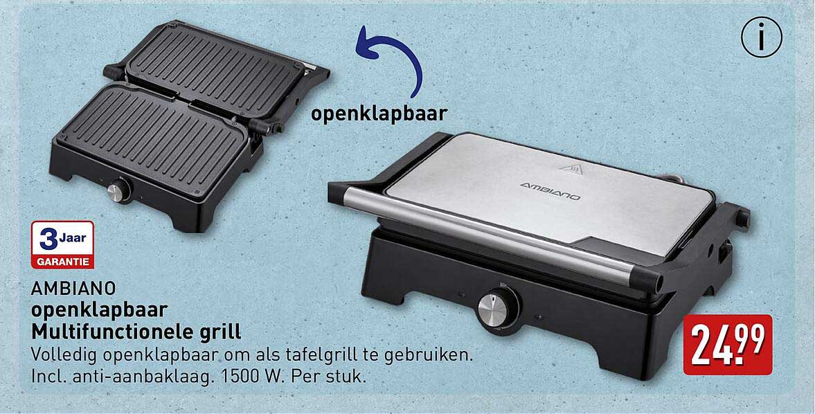 Ambiano Openklapbaar Multifunctionele Grill aanbieding bij ALDI