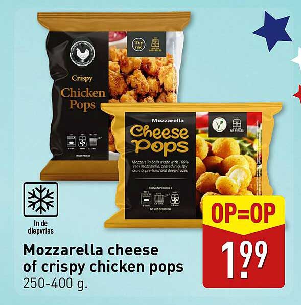 Mozzarella Cheese Of Crispy Chicken Pops Aanbieding bij ALDI ...